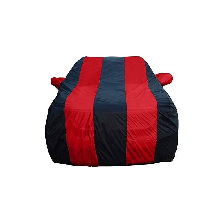 Allextreme MBZ5004 Car Body Cover Compatible with Mahindra Bolero Custom Fit Dustproof UV Heat Resistant Indoor Outdoor Body Protection Navy Blue Red with Mirror